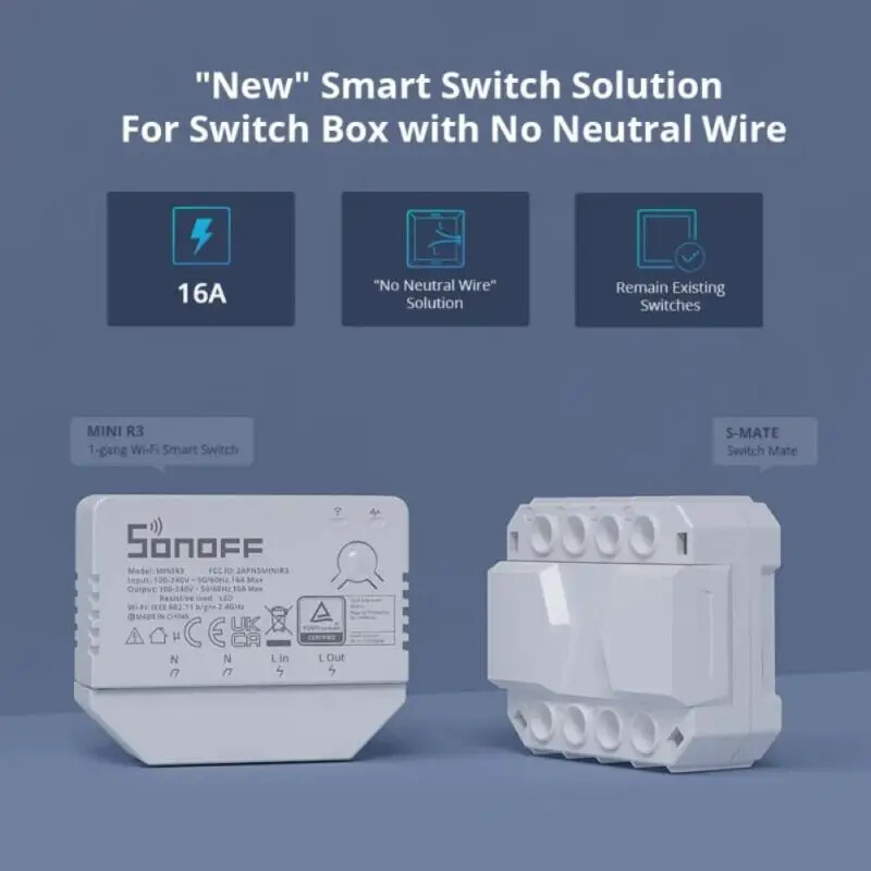 SONOFF Mini R3 Smart Switch Module 16A Wifi Bluetooth Smart Module No Neutral | eBay