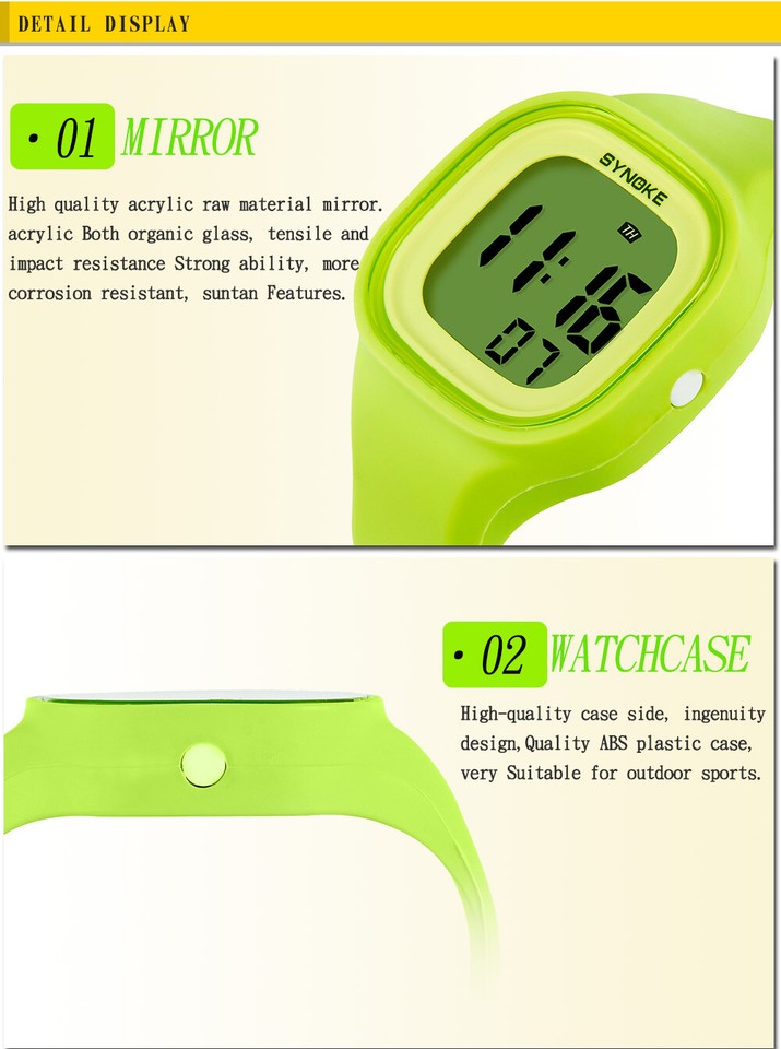 Men Women Digital Sports Watches LED Electron Waterproof Luminous ...