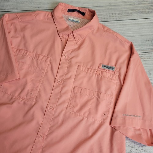 Columbia PFG Shirt Short Sleeve Tamiami Fishing Vented Pink Mens XL ...