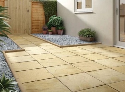 Marshalls Pendle Riven Buff Paving Slab - 450 x 450 x 32mm | eBay UK