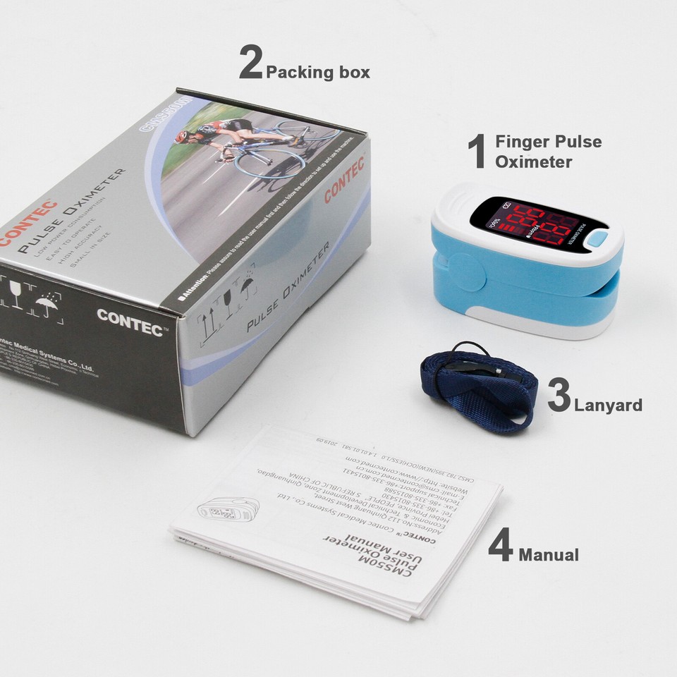 Finger pulse oximeter Spo2 LED Blood Oxygen Heart Rate o2 patient ...