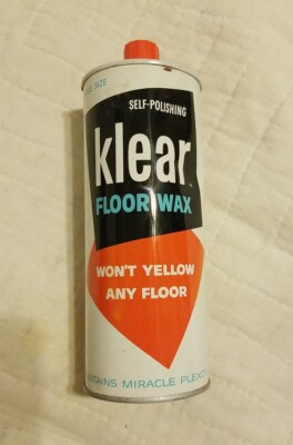 Vintage Johnson Klear Floor Wax Tin Graphics empty 1950s housewife in ...