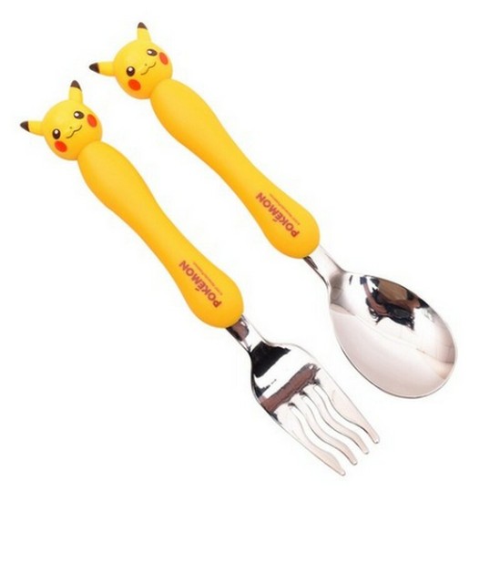 Pokemon Pikachu Figure Topper Stanless Steel Spoon Fork Set for Kids ...