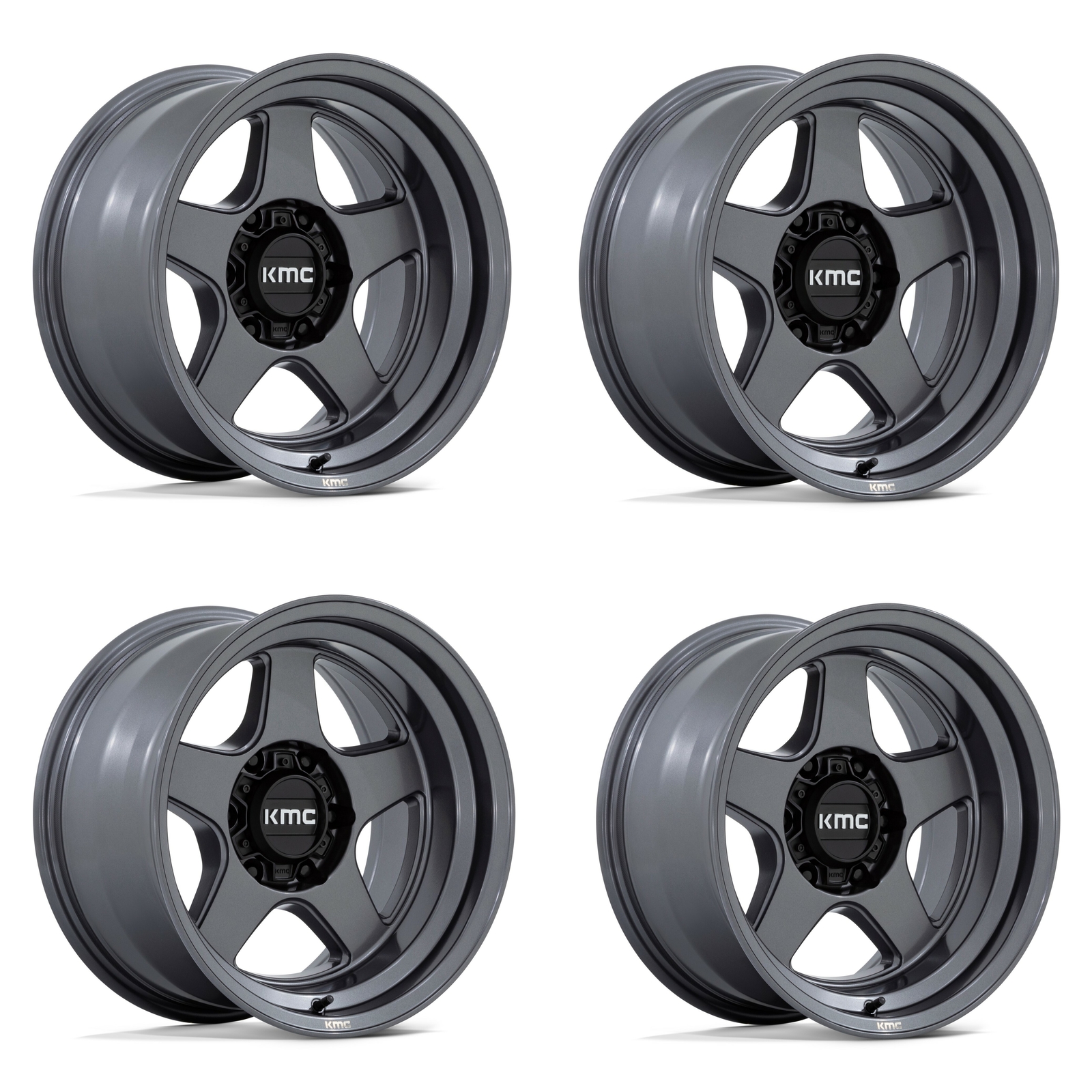 Set 4 KMC KM728 Lobo 17x8.5 6x120 Matte Anthracite Wheels 17" -10mm ...
