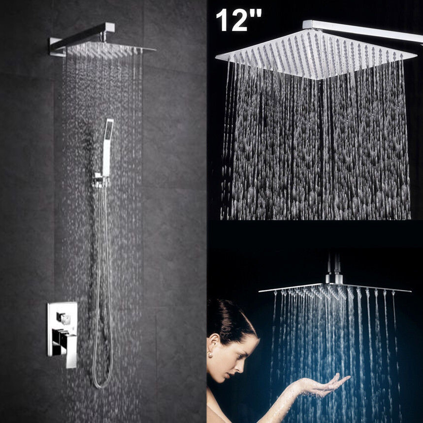 Luxury 12 Inch Large Square Stainless Steel Shower Head Rainfall ...