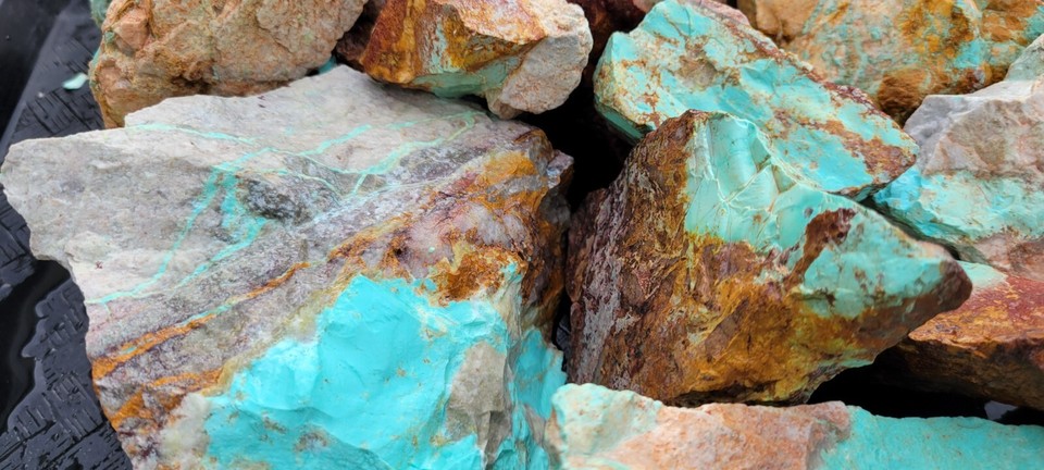Natural Hard Untreated Tonopah NV Turquoise Royston Ribbon Rough - Half ...