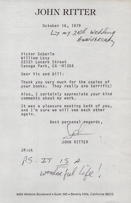 JOHN RITTER - TYPED LETTER SIGNED 10/16/1979 | eBay