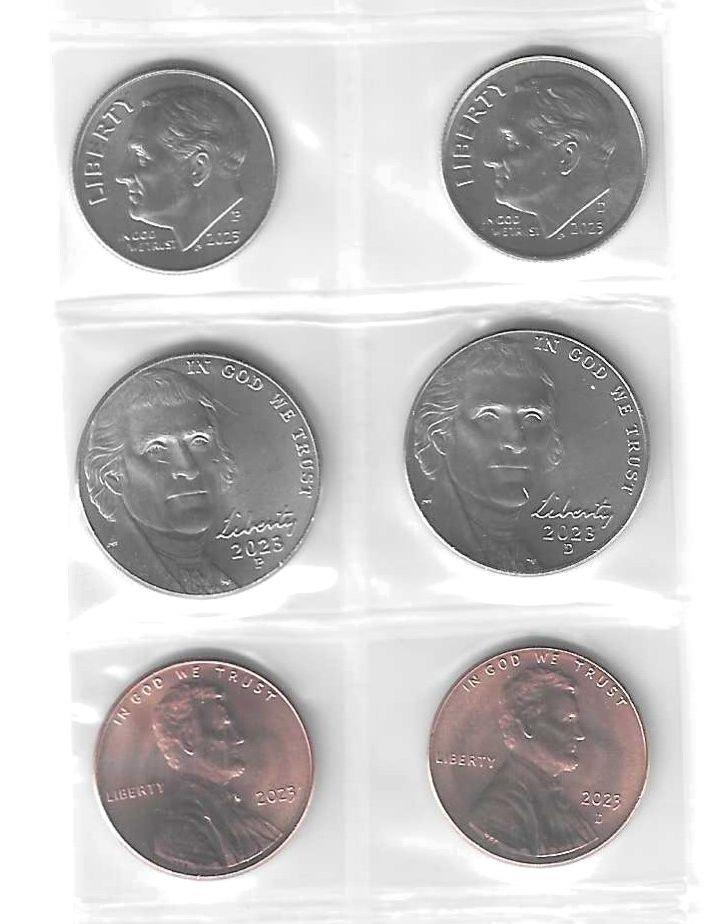 2023 P&D PENNY - NICKLE - DIME COLLECTION UNCIRCULATED FROM BANK ROLLS ...