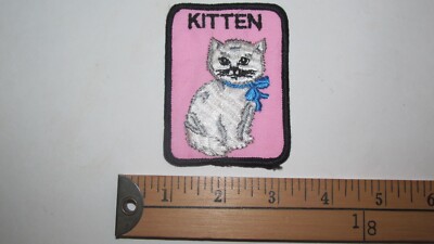 1 RARE 70S PINK KITTEN CAT FELINE ANIMAL PATCH BADGE CREST | eBay