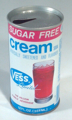 Vintage Vess Sugar Free Cream Soda Pop Can 12oz Straight Steel St Louis ...