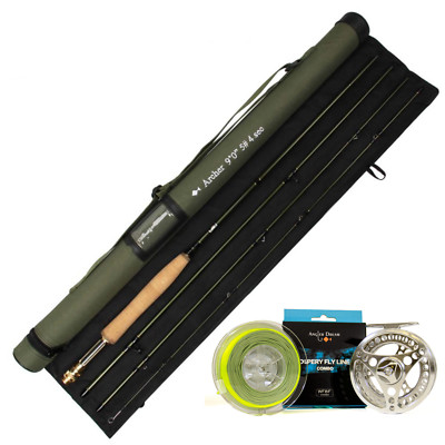 9FT 5WT 4Pieces Carbon Archer Fly Fishing Rod & 5/6WT Reel MossGreen ...