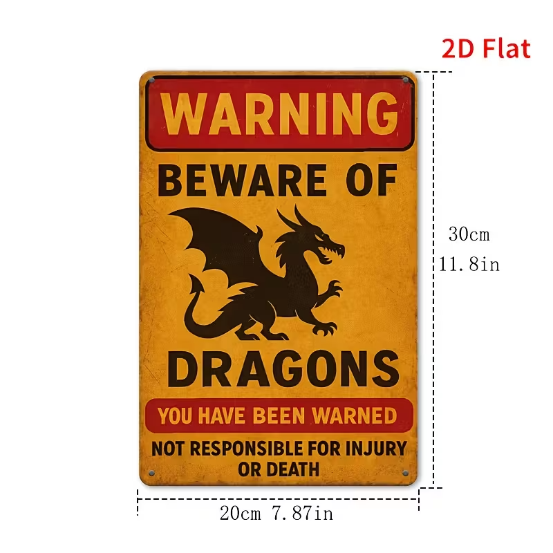 "Beware of Dragons" - metal sign sarcastic comedy funny | eBay