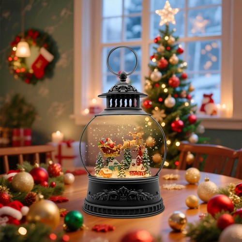 Christmas Snow Globes, Light Up Snow Globe with 6H Music Timer, Auto ...
