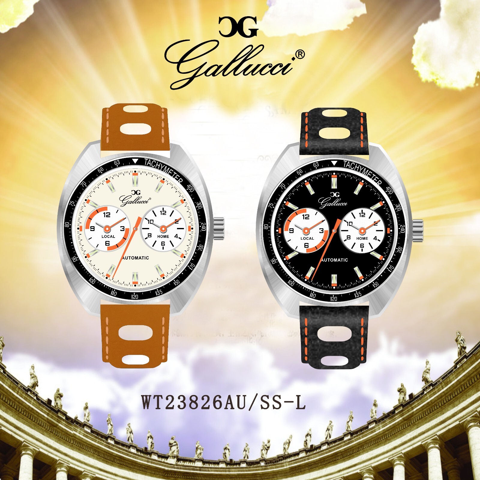 Gallucci Gents Classic Automatic Wrist Watch with a Dual Time Zone ...