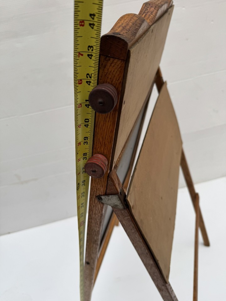 Antique Wood Folding Easel School Chalkboard Desk Scrolling Train ...