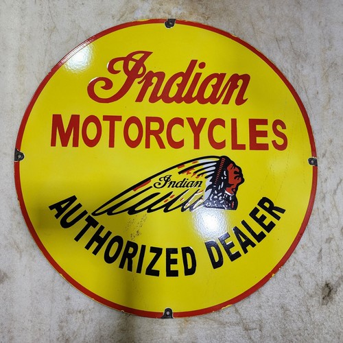 INDIAN DEALER 30 INCHES ROUND ENAMEL SIGN | eBay