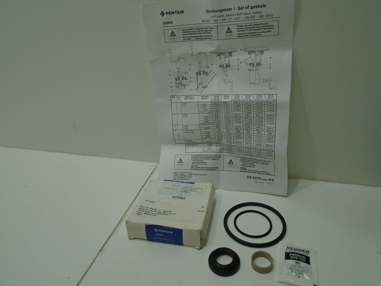 PENTAIR SUDMO VALVE REPAIR SEAL KIT DN80/3"/65-ISO *OPEN-BOX UNKNOWN ...