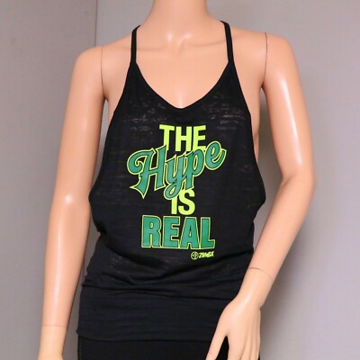 ZUMBA THE HYPE IS REAL TANK TOP BOLD BLACK RACERBACK CHOOSE SIZE NEW | eBay