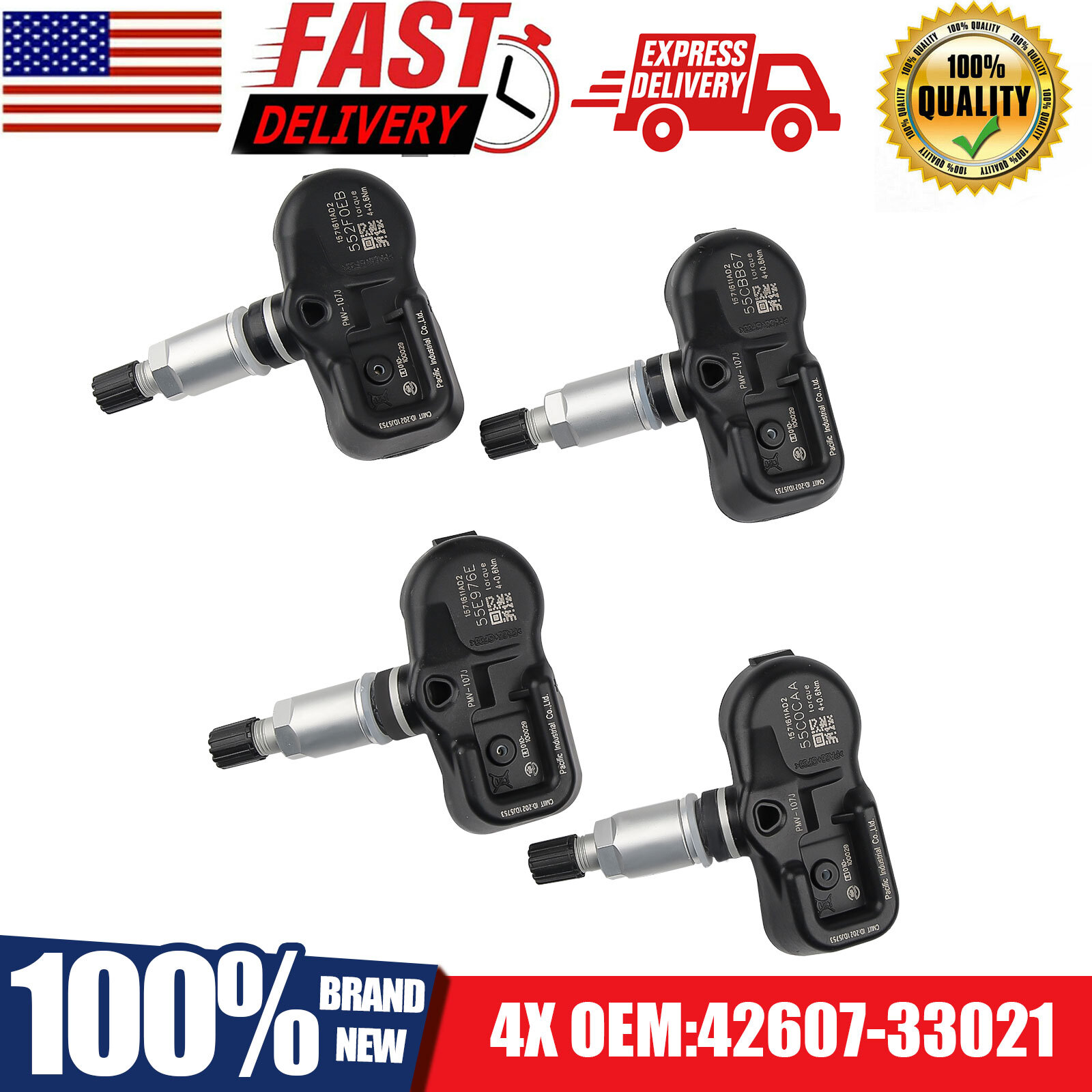 4X TPMS Genuine 42607-33021 PMV-107J For Toyota Lexus TIRE PRESSURE ...