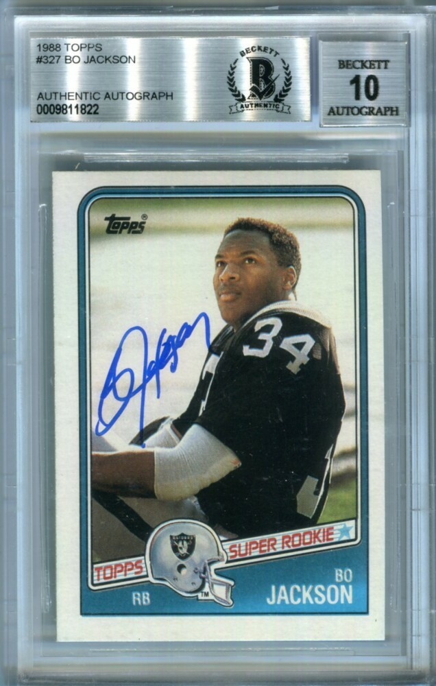Bo Jackson 1988 Topps Football Autograph Auto Rookie Card #327 - BAS 10 ...