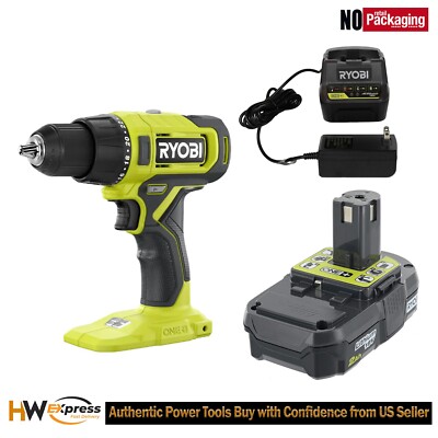 Ryobi One+ 18V 1/2" Drill Driver Kit PCL206 W/P190 2.0 Ah Battery P118B ...