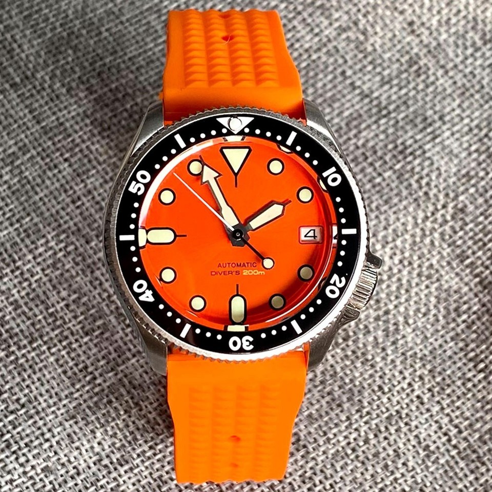 SKX013 Small 37mm NH35 Dive Mechanical Watch Men Orange Wristwatch 120 ...