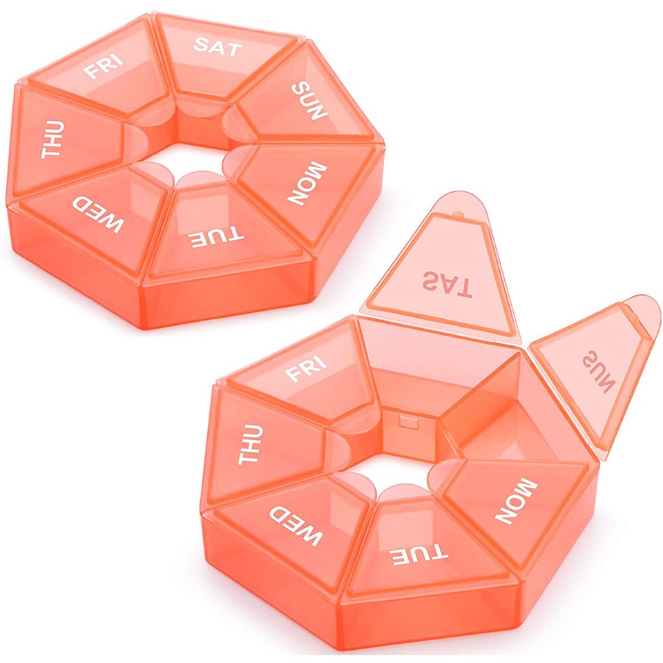 2PCS Weekly Pill Box Daily Organiser Medicine Tablet Storage Dispenser ...