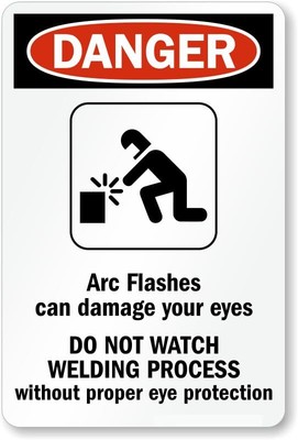 Arc Flashes Damage Eyes Aluminum Weatherproof 12" x 18" Sign p00649 | eBay