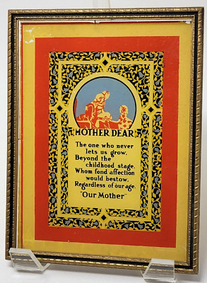 Vintage Back Painted Glass Motto Our Dear Mother - With Frame - READ | eBay