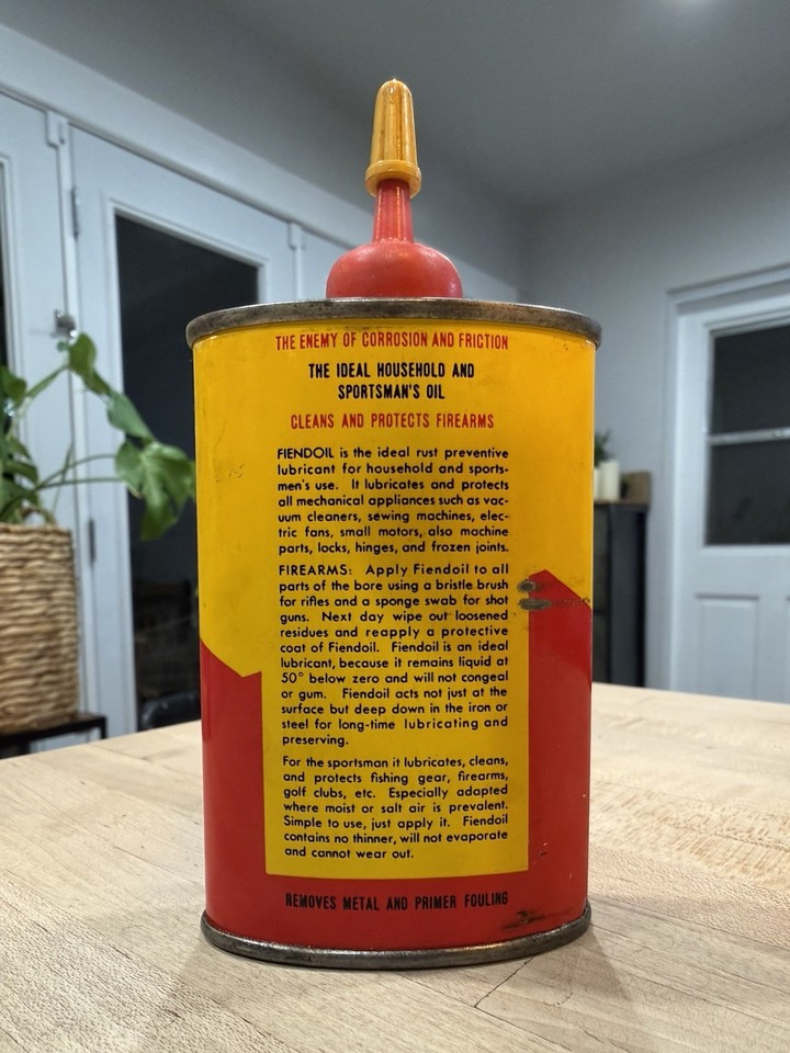 Vintage Fiendoil Oil Tin Can 3oz Rust Inhibitor - Original Oil Half ...