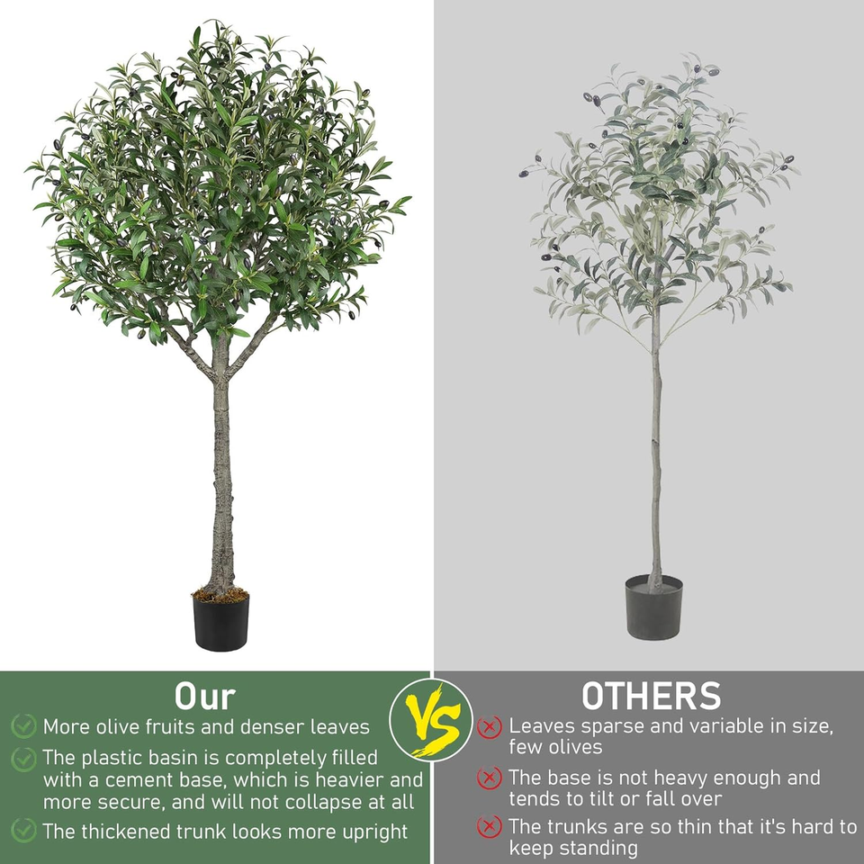 Artificial Olive Tree,6 FT Tall Faux Silk Olive Trees Indoor with 2100 ...