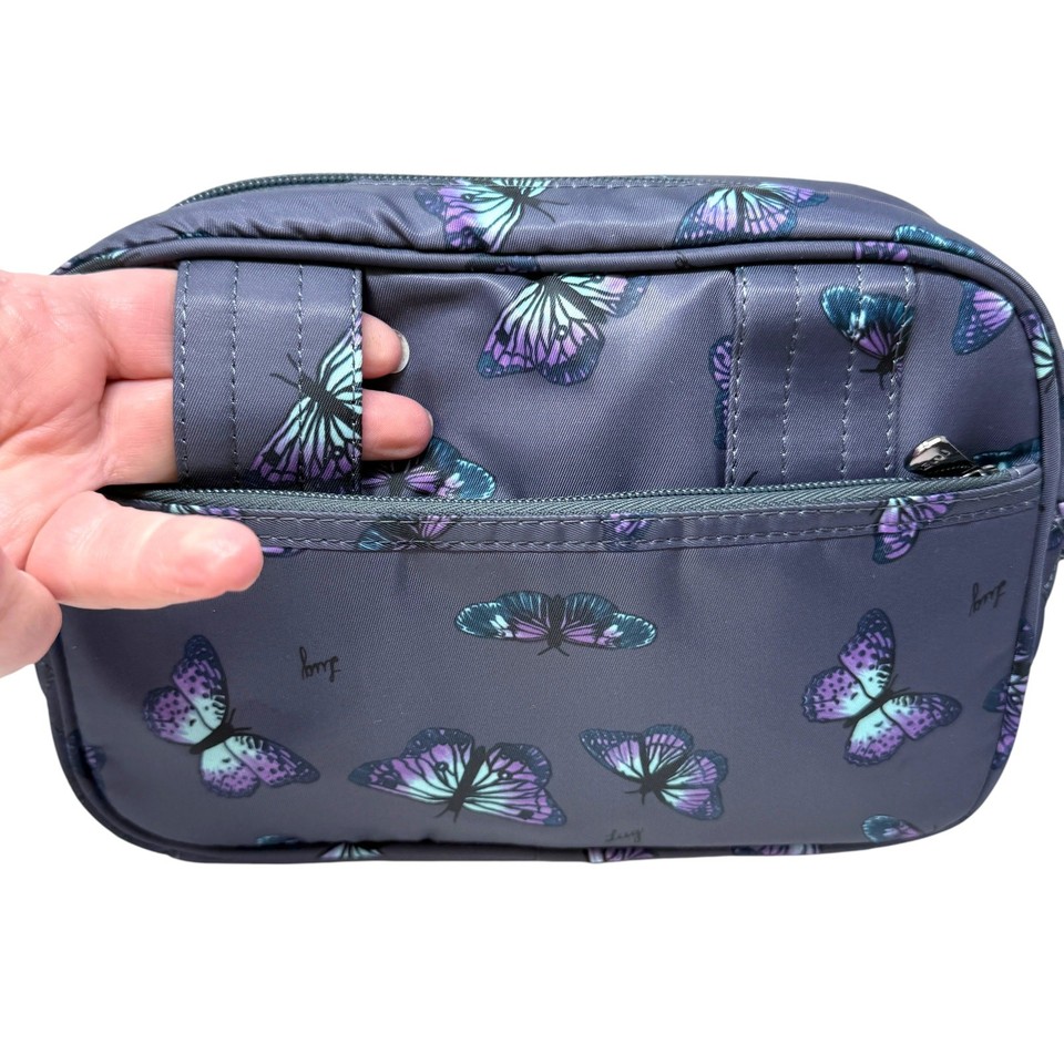 Lug Carousel Dark Gray Quilted Crossbody Purple Blue Butterflies | eBay