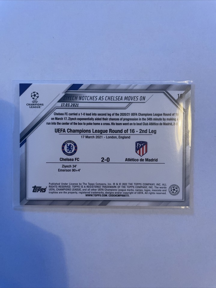 Topps UCL 21/22 Title Winners 2:0 Chelsea vs. Atlético 17.03.2021 CL ...