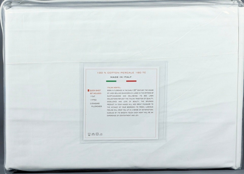 New Bellino Fine Linens Hotel Collection Italy QUEEN Sheet Set (WHITE ...