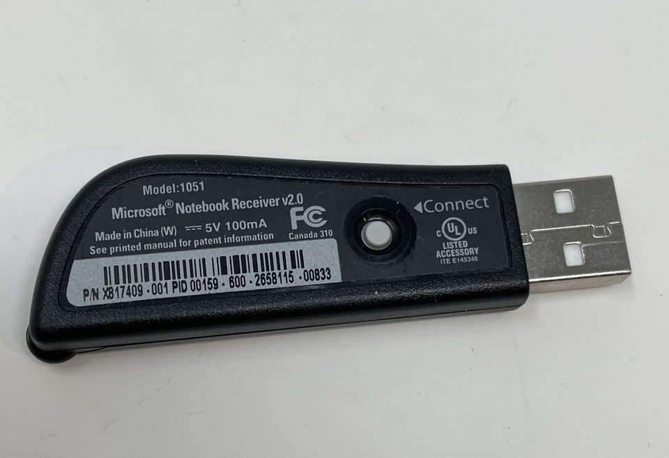 Microsoft 1051 USB Notebook Receiver Dongle v2.0 for Wireless Optical ...