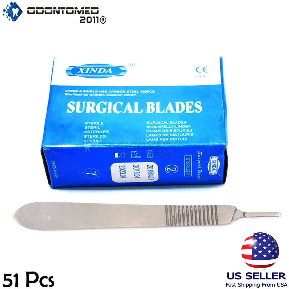 50 STERILE SURGICAL BLADES #11 #12 WITH FREE SCALPEL KNIFE HANDLE #3 | eBay