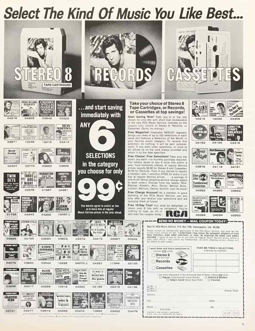 1971 RCA Music Service PRINT AD Select The Kind of Music You Like Best ...