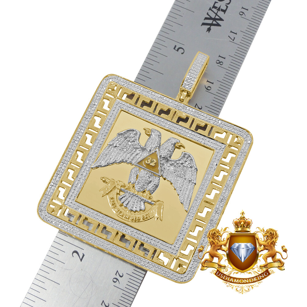 Real Diamond Scottish Rite 32nd Degree Masonic Freemason Pendent Charm ...