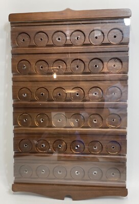 Coin Button Pin Back Display Case Wall Hanging Dark Brown Solid Wood Colonial | eBay