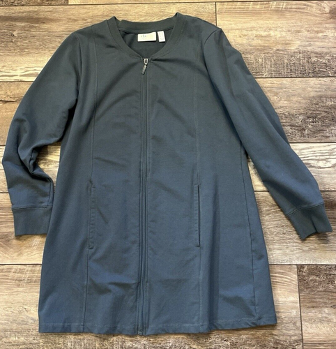 D & Co. Active Gray Blue Jacket with Long Sleeves and Full-Length ...