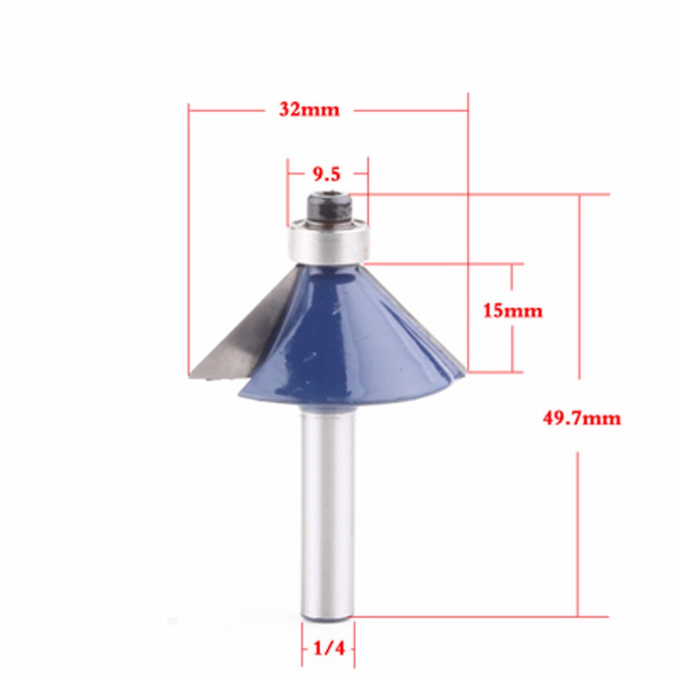 1pc 1/4" Shank 45 Degree Chamfer & Bevel Edging Router Bit woodworking ...