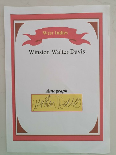 WINSTON DAVIS QUALITY SIGNED A4 SPECIAL AUTOGRAPH PAGE WEST INDIES ...