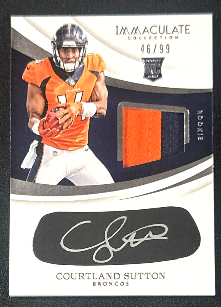 2018 PANINI IMMACULATE AUTO COURTLAND SUTTON SIGNED ROOKIE RC JERSEY ...
