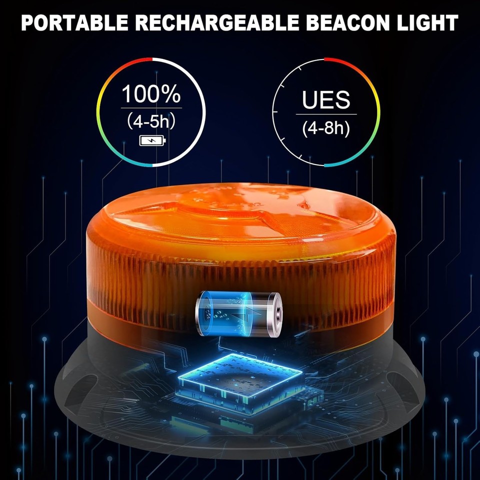Magnetic Wireless Strobe Light, Waterproof Rechargeable LED Beacon ...