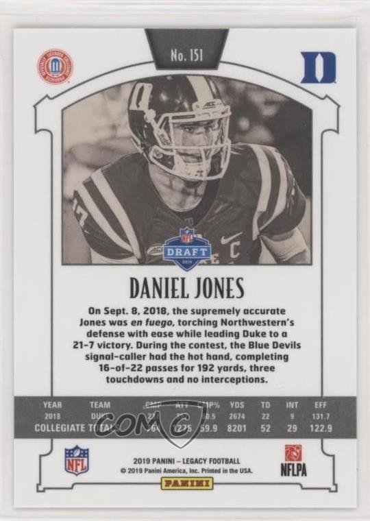 2019 Panini Legacy Rookies Premium Edition Daniel Jones #151 4l3 | eBay