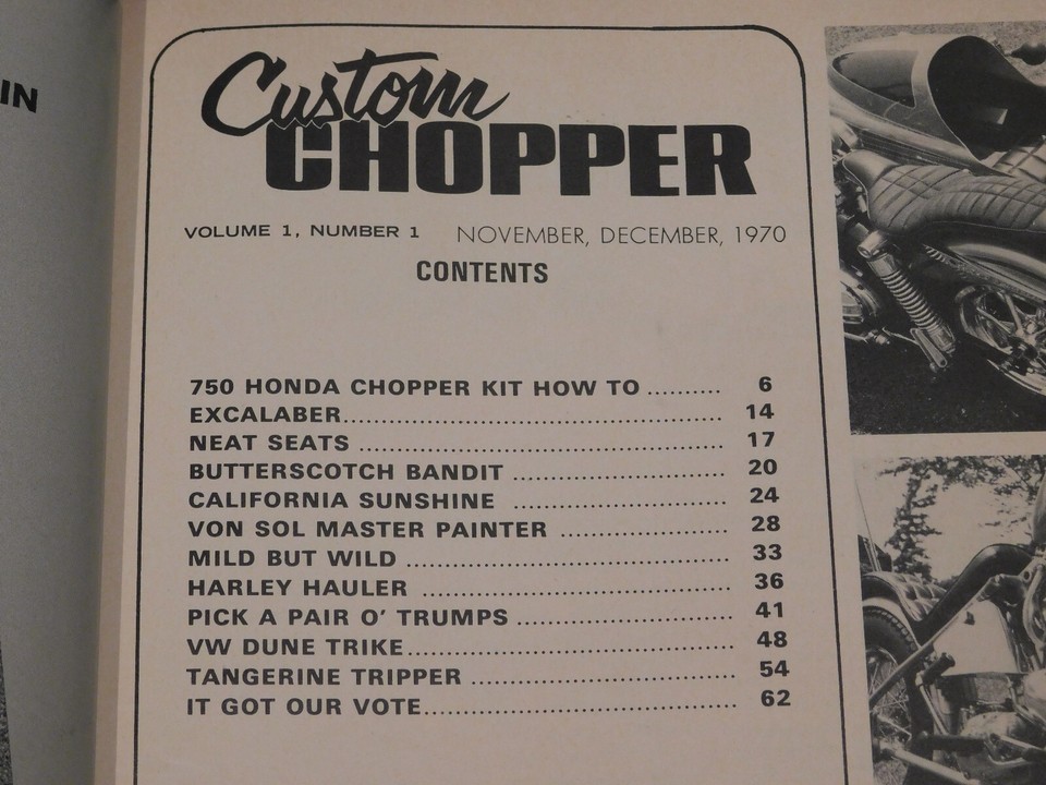 FIRST #1 Custom Chopper Motorcycle Magazine 1970 Very Collectible Old ...