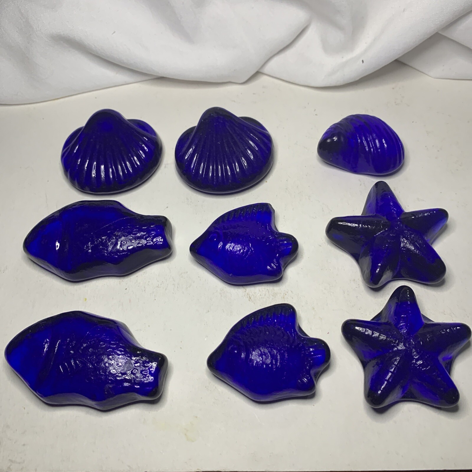 Cobalt Blue Glass Sea Shells Beach Decor 9 Piece Assorted | eBay
