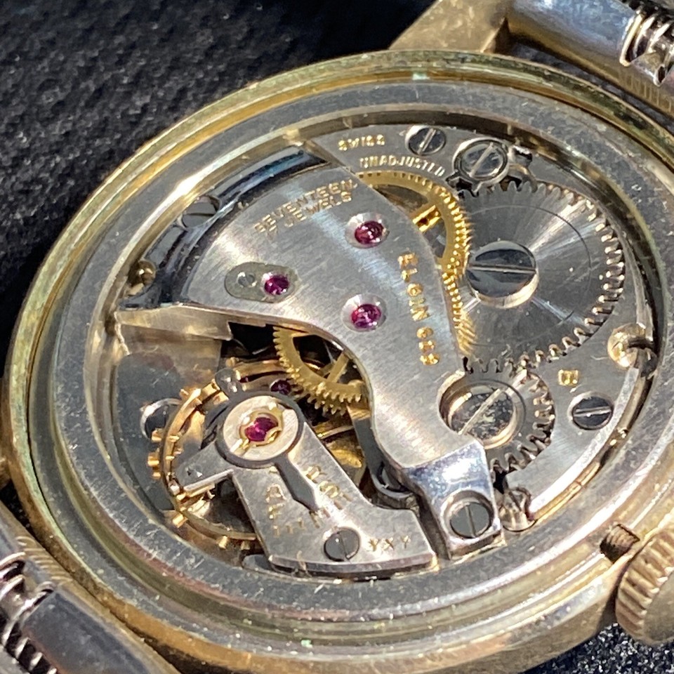 Vtg Elgin Shockmaster Wristwatch 17 Jewels 10k GF Speidel Band Works | eBay