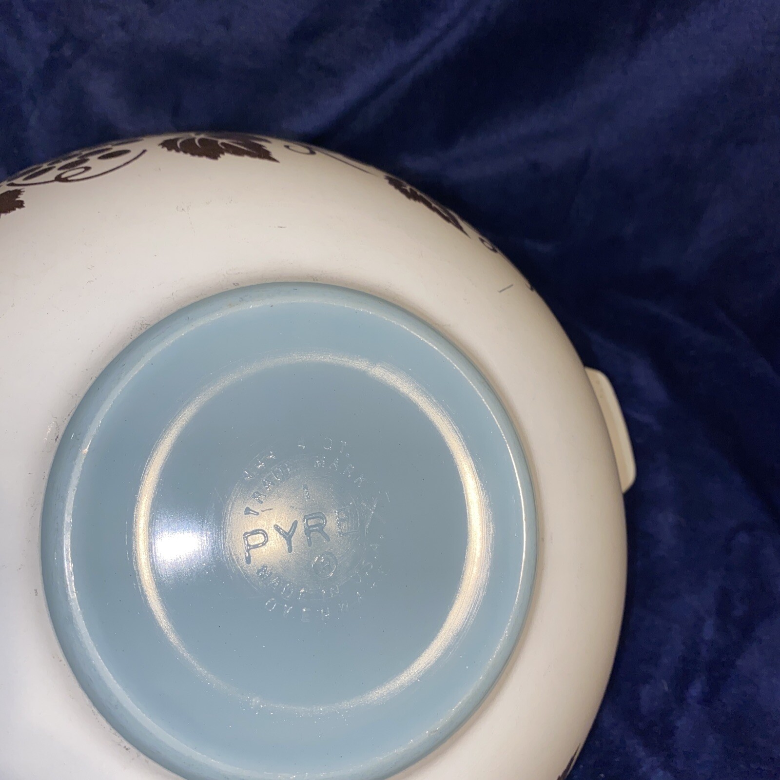PYREX Golden Grape Blue Grey Inside White/Gold Mixing Bowl Ovenware 444 ...