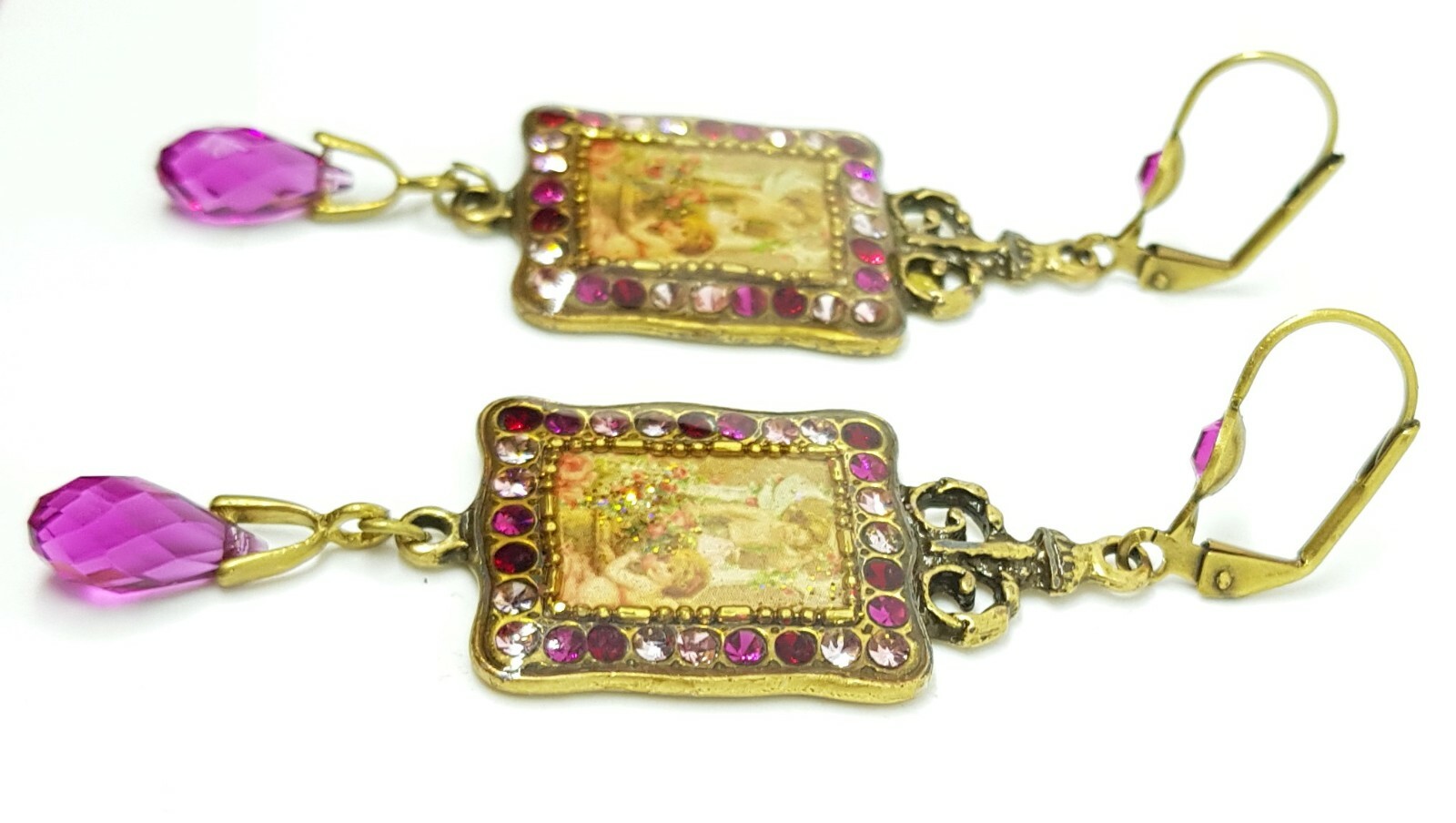 Earrings Lovely Michal Negrin Crystals Angels lions Made in Israel | eBay